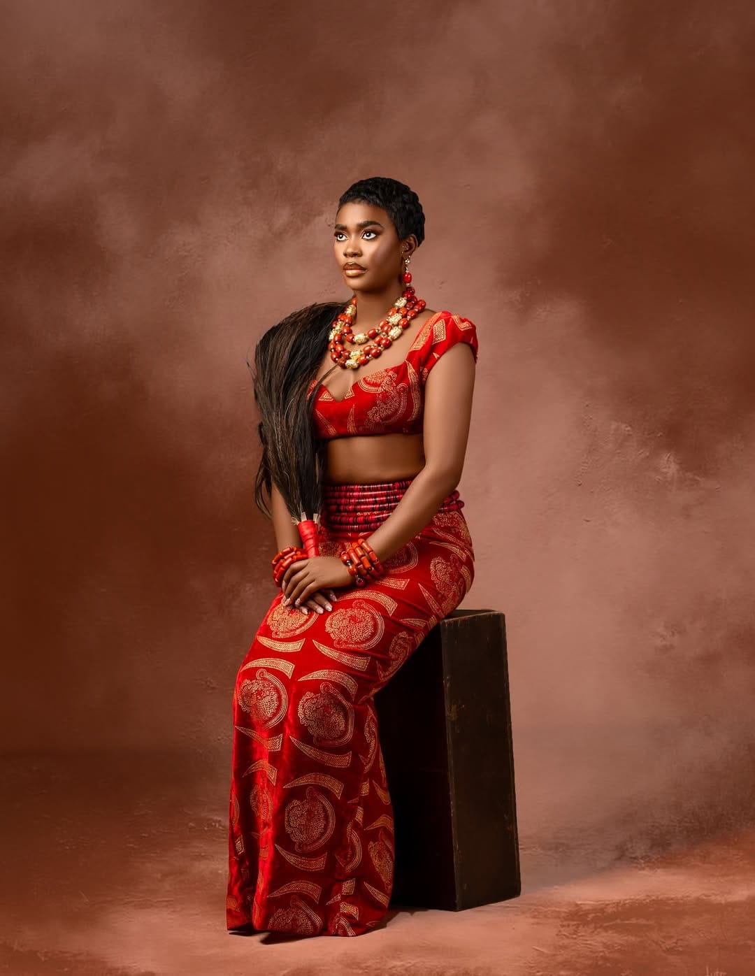 BBNaija Finalist Dede Ashiogwu Serves Regal Igbo Glam in Bold Red ...